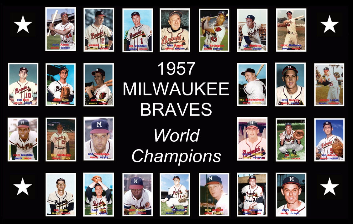 1957 MILWAUKEE BRAVES Poster Decor Gift Wall Art 1957 World Series Team ...