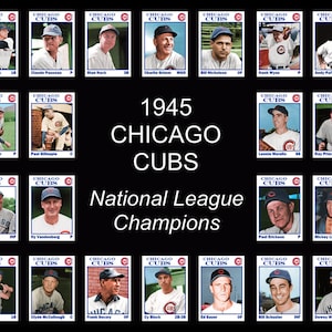 1945 CHICAGO CUBS Poster Decor Gift Wall Art 1945 World Series Team 17 ...