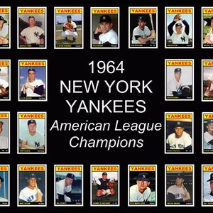 1964 NEW YORK YANKEES Poster Decor Gift Wall Art 1964 World Series Team ...