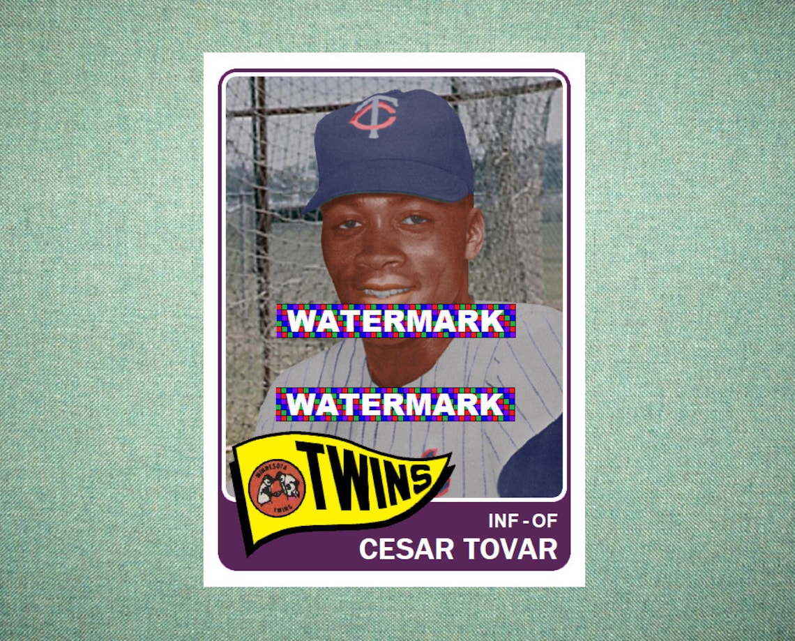 Cesar Tovar Minnesota Twins Custom Baseball Card 1965 Style - Etsy