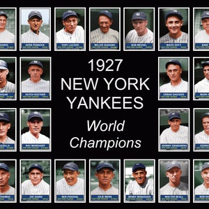 1927 NEW YORK YANKEES Poster Decor Gift Wall Art 27 World Series Team ...