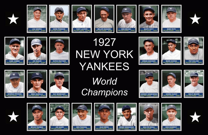 1927 NEW YORK YANKEES Poster Decor Gift Wall Art 27 World - Etsy