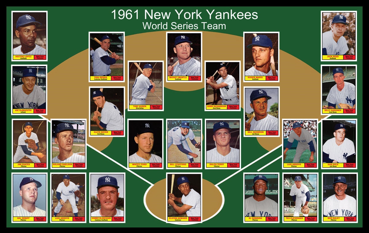 1961 NEW YORK YANKEES Poster Decor Gift Wall Art 1961 World | Etsy