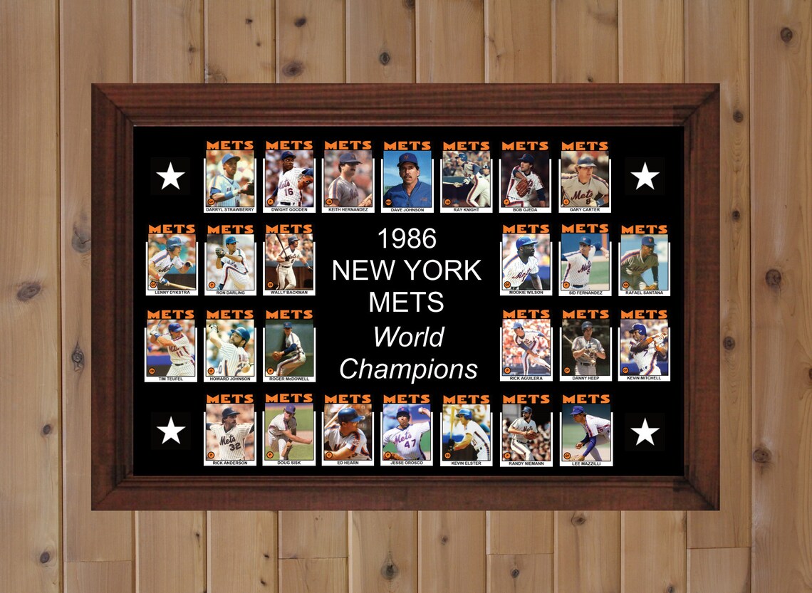 1986 NEW YORK METS Poster Decor Gift Wall Art 1986 World Series Team 17 ...