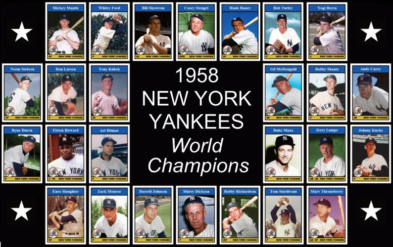 1958 NEW YORK YANKEES Poster Decor Gift Wall Art 1958 World Series Team ...