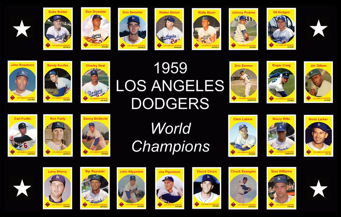 1959 LOS ANGELES DODGERS Poster Decor Gift Wall Art 1959 World Series ...