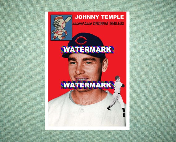 Johnny Temple Cincinnati Redlegs Custom Baseball Card 1954 | Etsy
