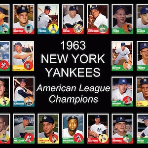 1963 NEW YORK YANKEES Poster Decor Gift Wall Art 1963 World Series Team ...