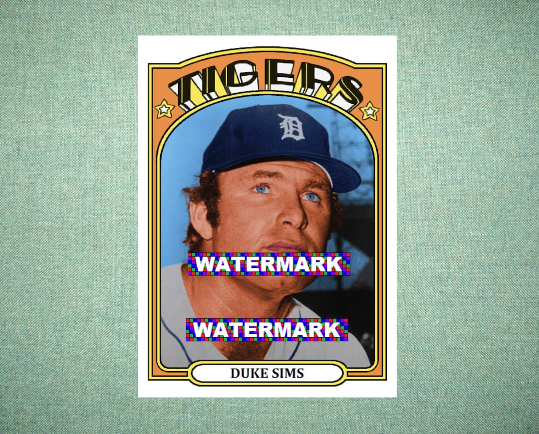 Duke Sims Detroit Tigers Custom Baseball Card 1972 Style - Etsy