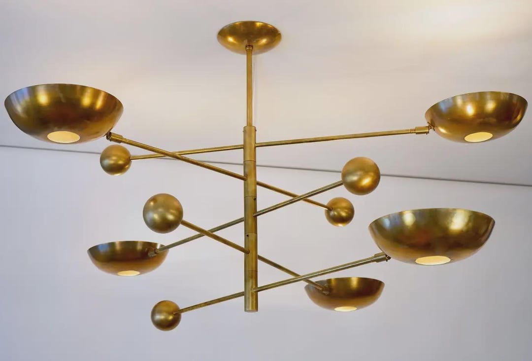 Brass Orbitale Chandelier: Mid-century Modern Rotating Light Fixture - Etsy