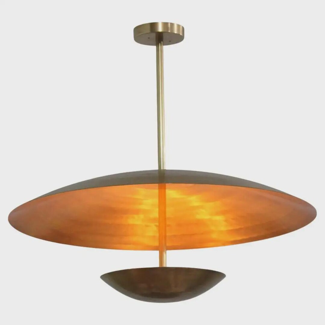 BRASS Pendant Uplighter With 4 Lights Mid Century Ceiling Chandelier ...