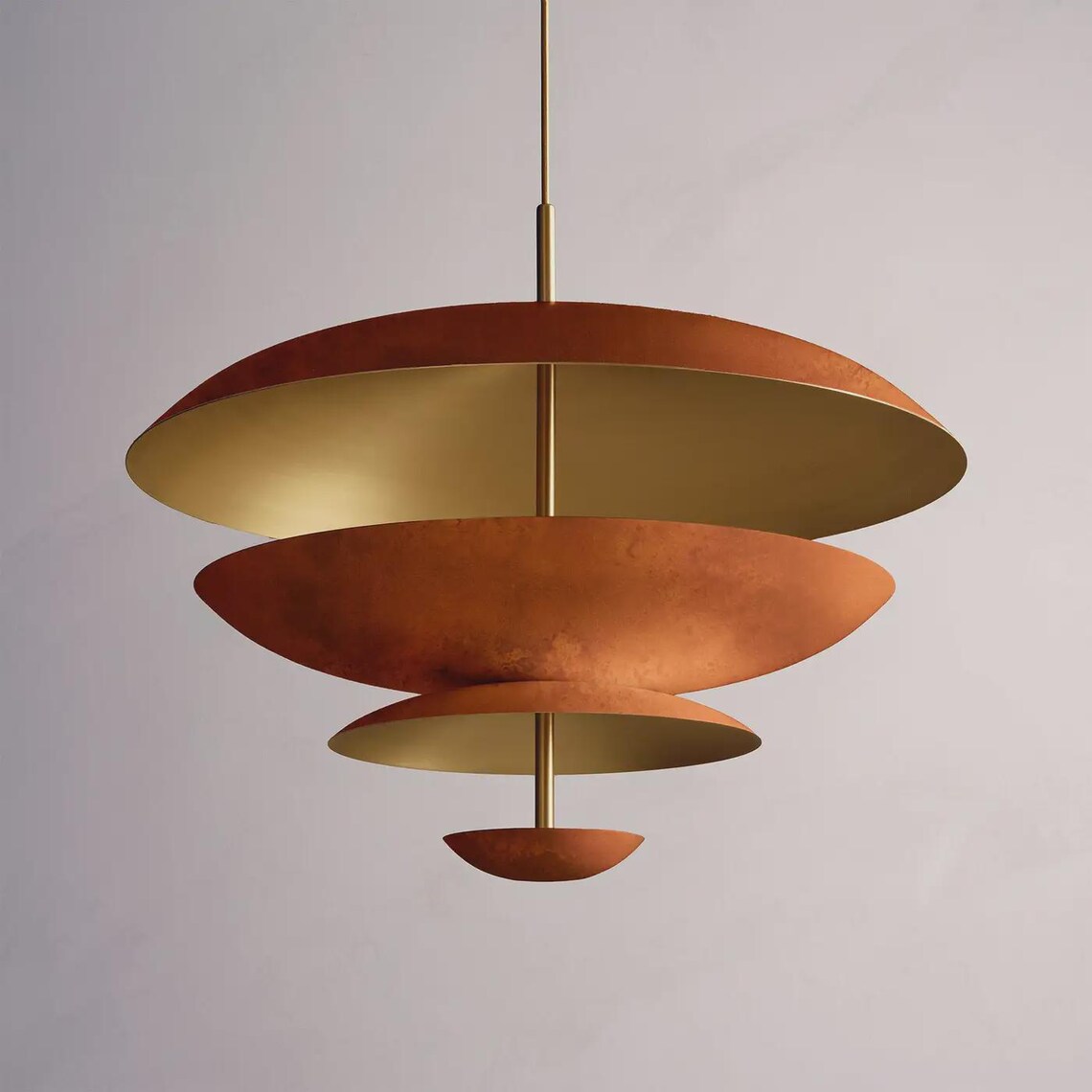 Cosmic Rust Chandelier 100' Rust Patinated Brass Ceiling Light Rustic ...