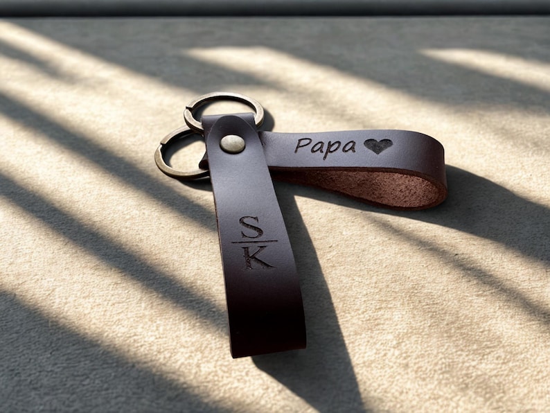 Personalized Leather Keychain With Carabiner, Valentine's Day Gift for ...
