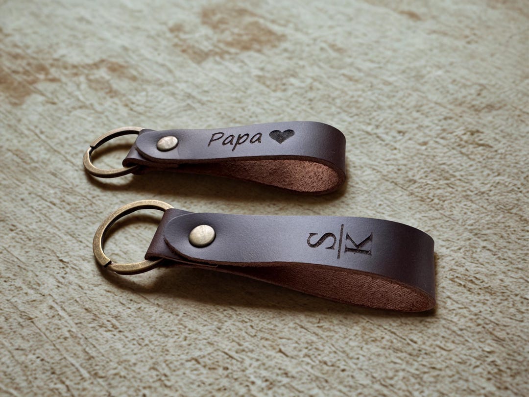 Personalized Leather Keychain With Carabiner, Valentine's Day Gift for ...