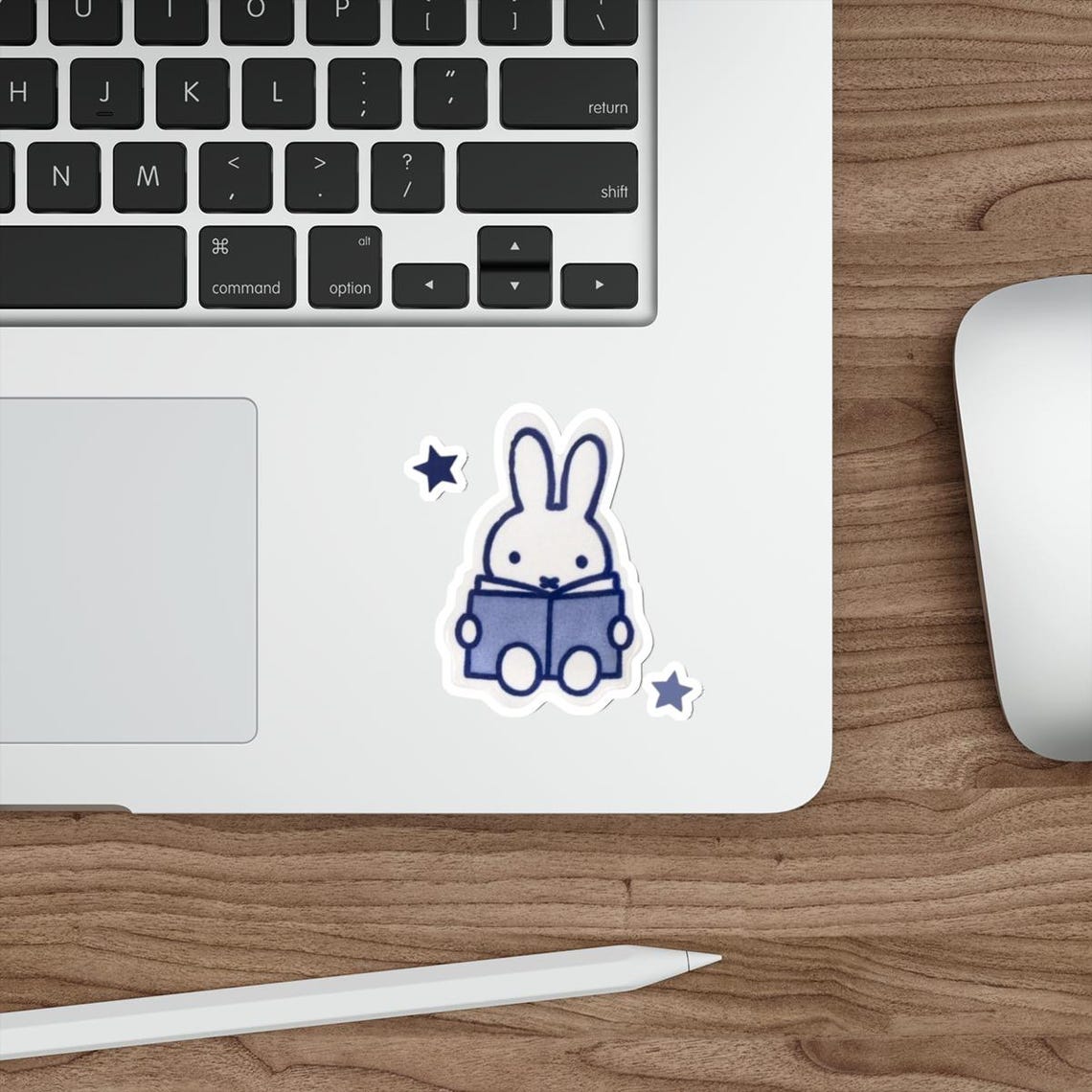 Miffy (blue) Reading Die-cut Stickers, Cute Planner Stickers, Laptop ...
