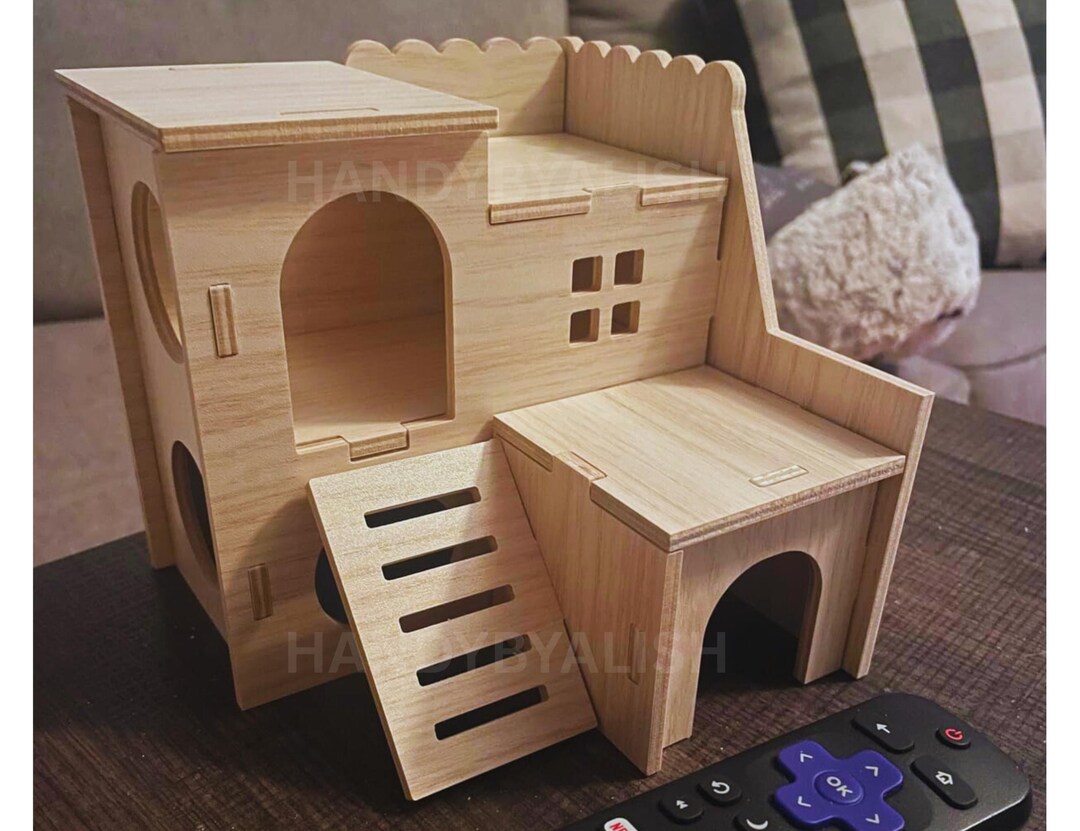 Wooden Hamster House | Small Pet House | Small Animal Hideaway ...