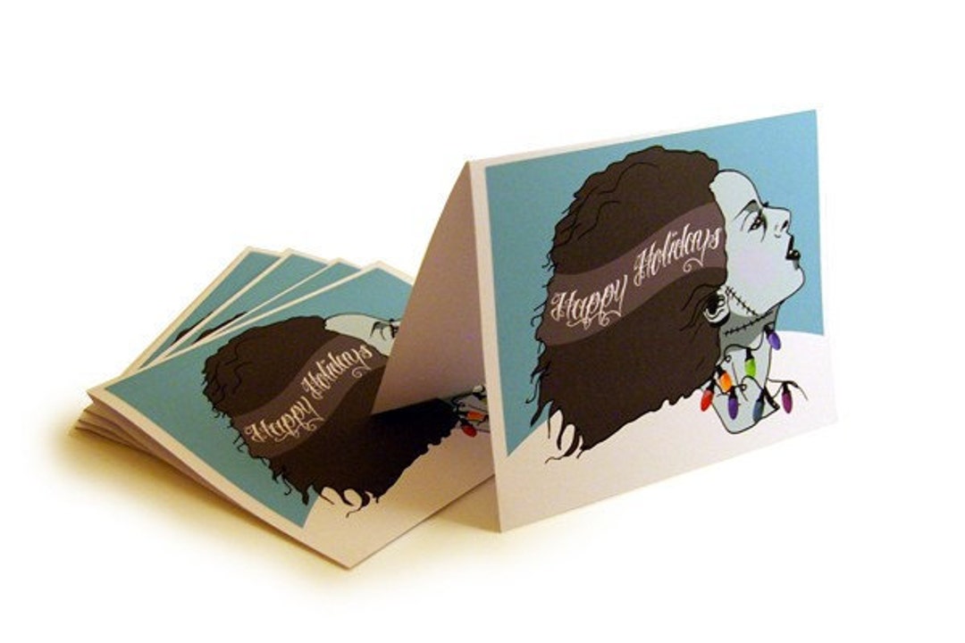 Bride of Frankenstein Happy Holiday Cards and Envelopes - Etsy