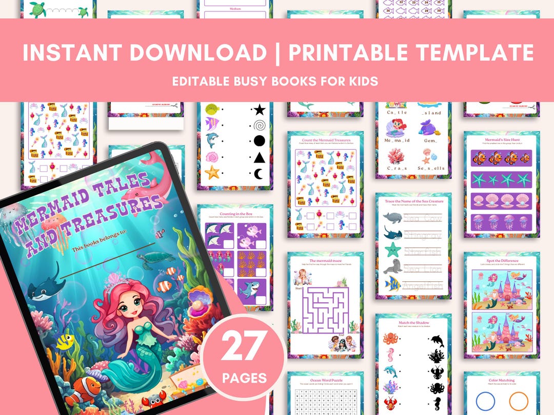 Mermaid Tales & Treasure Educational Busy Book for Kids and Pre-school ...