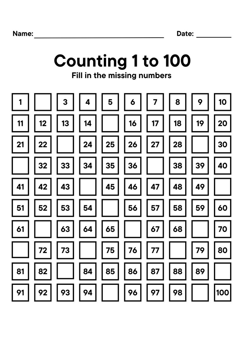 Counting 1-500 Math Worksheet, Printable Template for Pre-school and ...