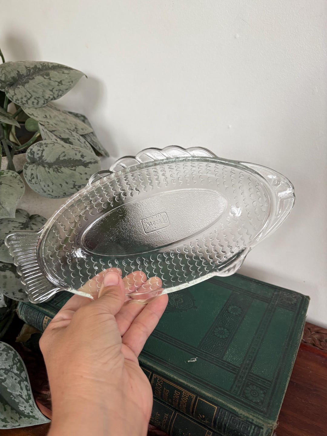 Vintage Glasbake Glass Fish Platter X 4 | Clear Pressed Glass Serving ...