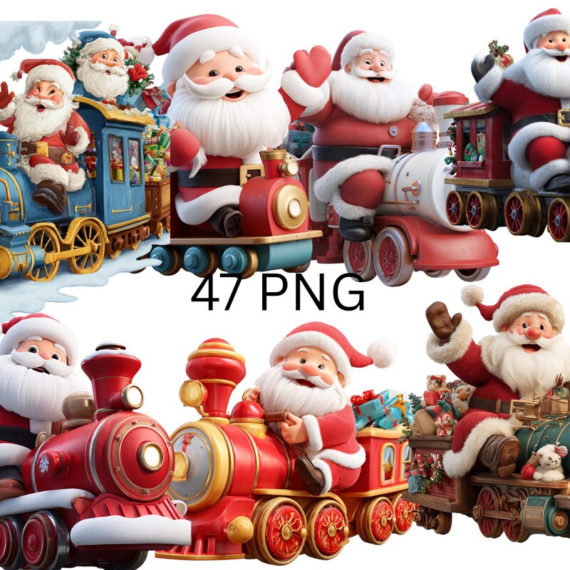 Santa Trains Clipart - Etsy