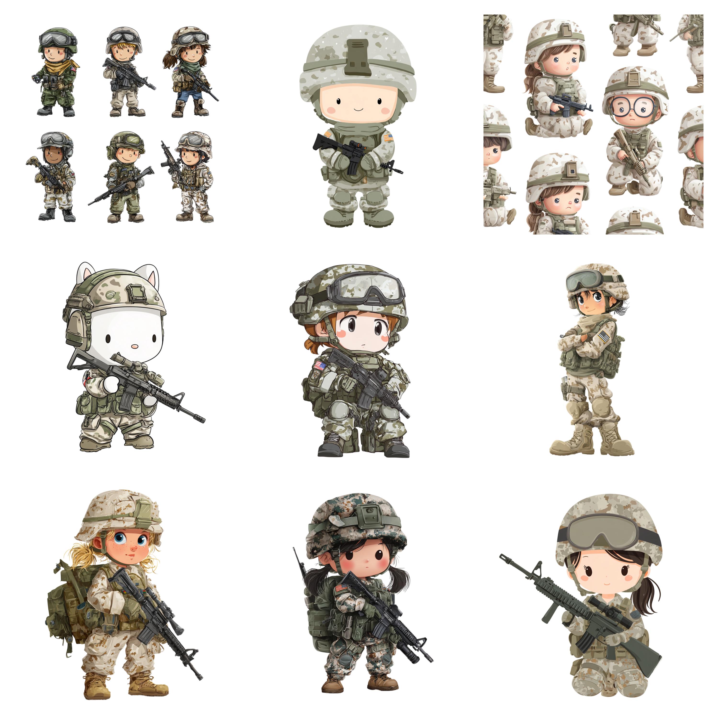 Military Clipart PNG Bundle | Army Soldiers Illustrations | Transparent ...