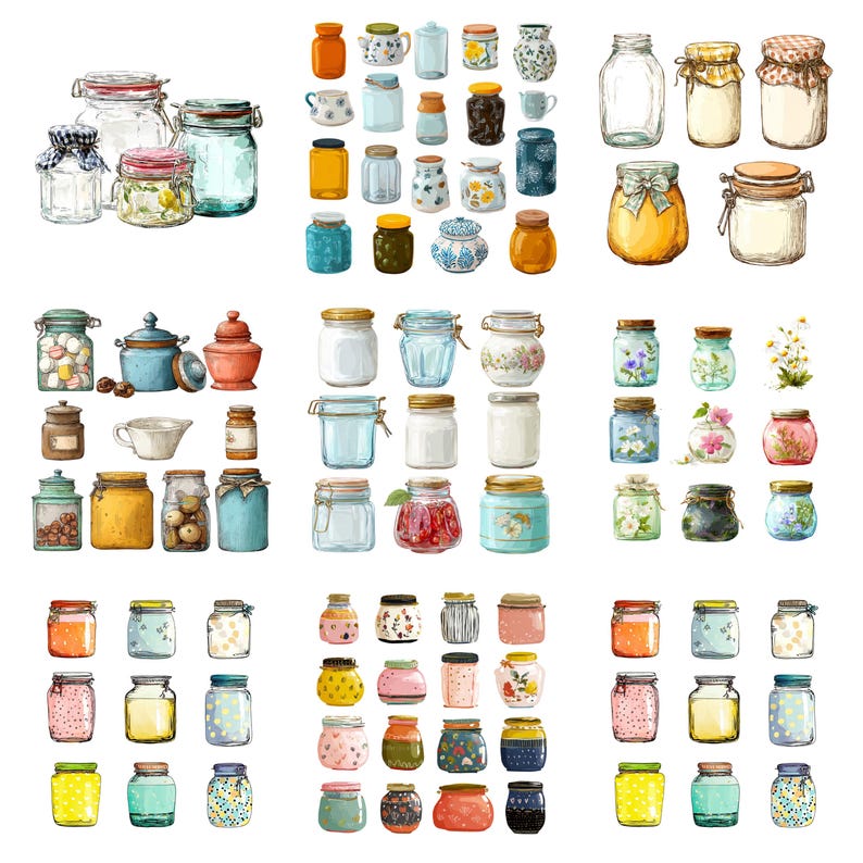 Jar Clipart Bundle | Mason & Glass Jars PNG | Digital Jar | Transparent ...