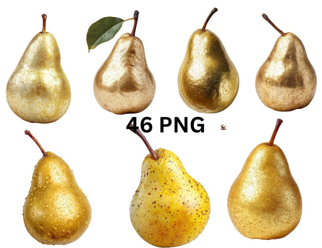 Golden Pear Decor | Elegant Fruit Figurine | Luxury Home Accent ...