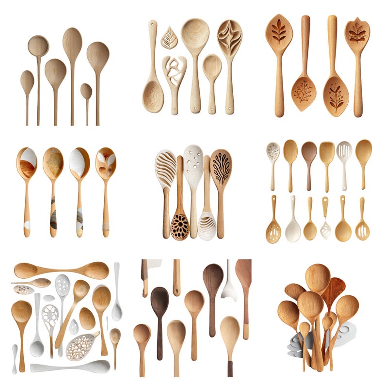 Wooden Spoons Clipart PNG Bundle | Rustic Kitchen Utensils Art ...