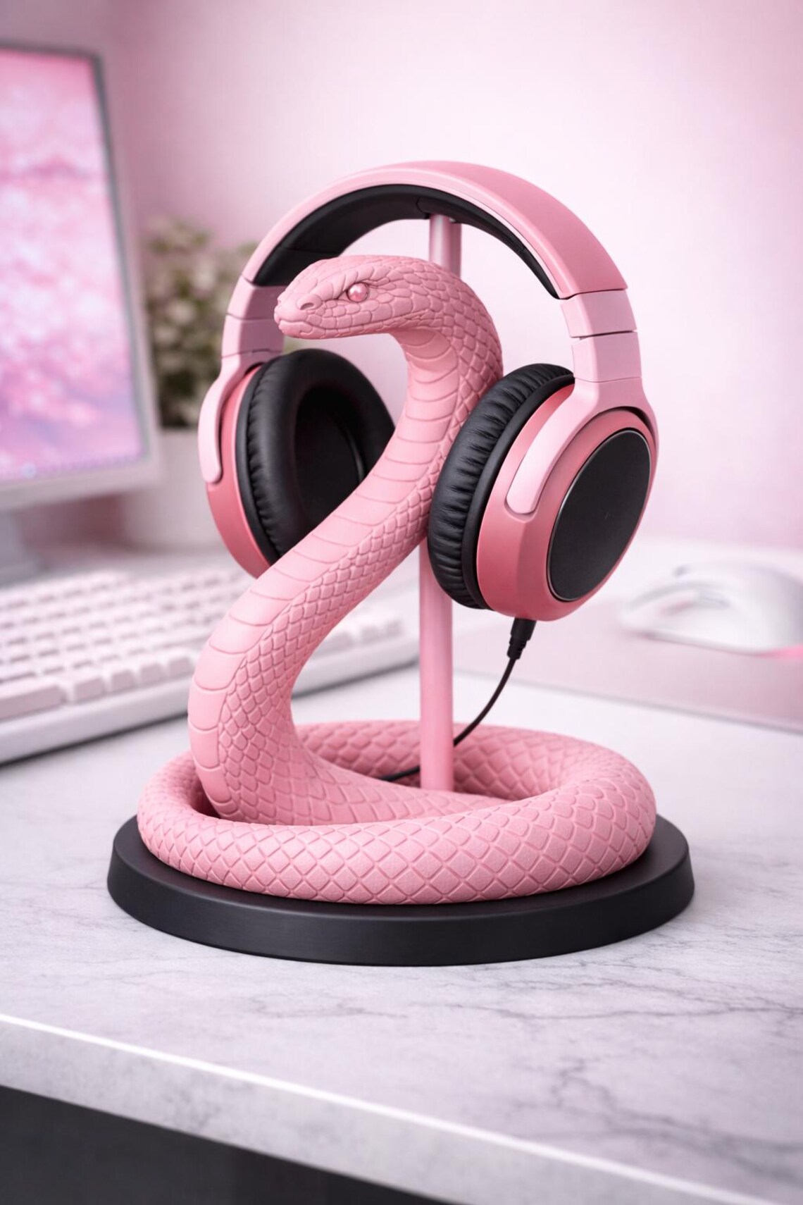 3D Printable Headset Holder | Snake Headphone Stand STL | Digital ...