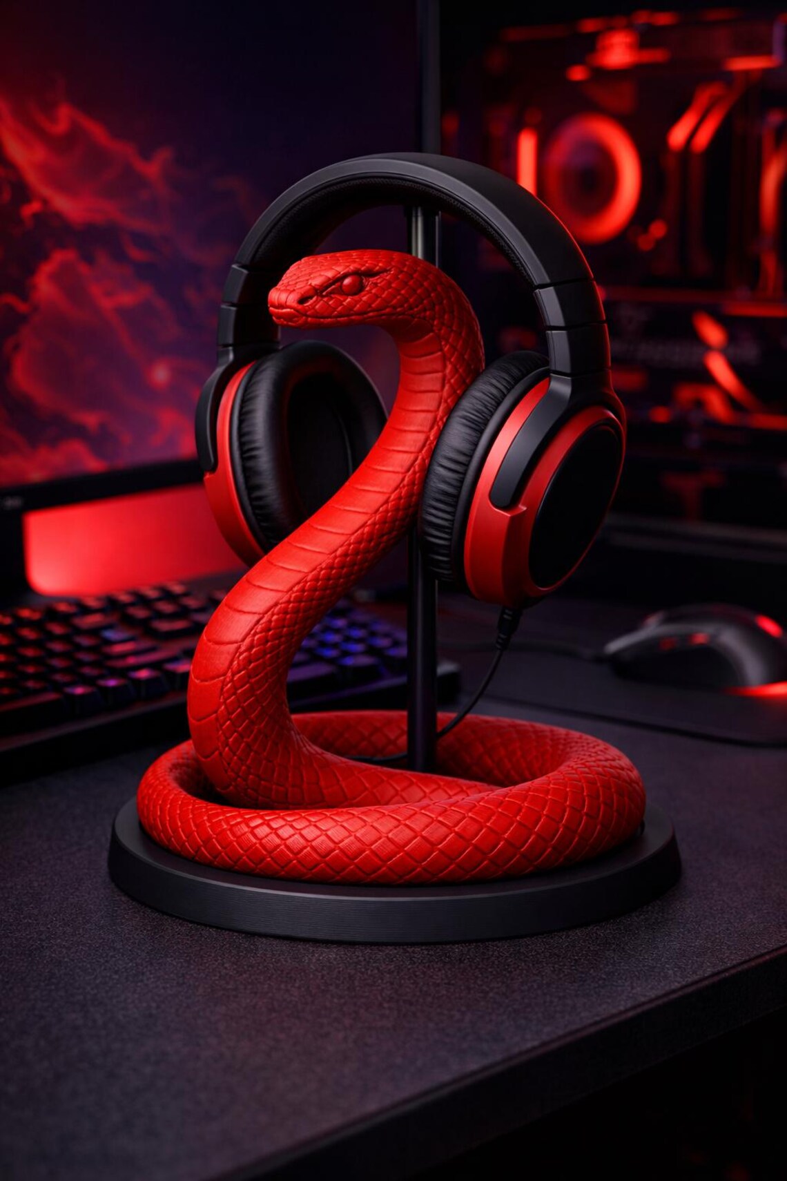 3D Printable Headset Holder | Snake Headphone Stand STL | Digital ...