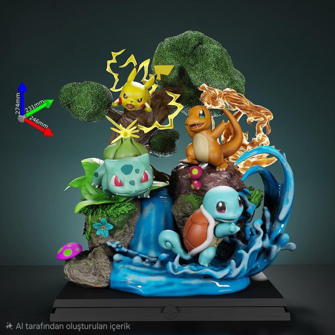 Pokemon Family 3D Model Figure (all Taxes Are Included in the Product ...