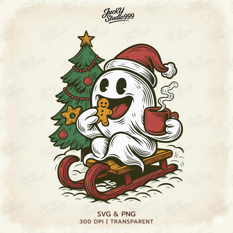 Spooky Christmas Santa Ghost SVG PNG, Cocoa & Gingerbread - Etsy