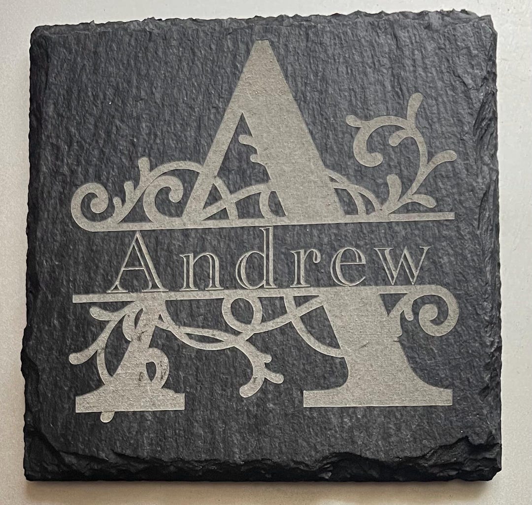 Slate Coaster Personalised Name and Initial Letter Laser Engraved Gift ...