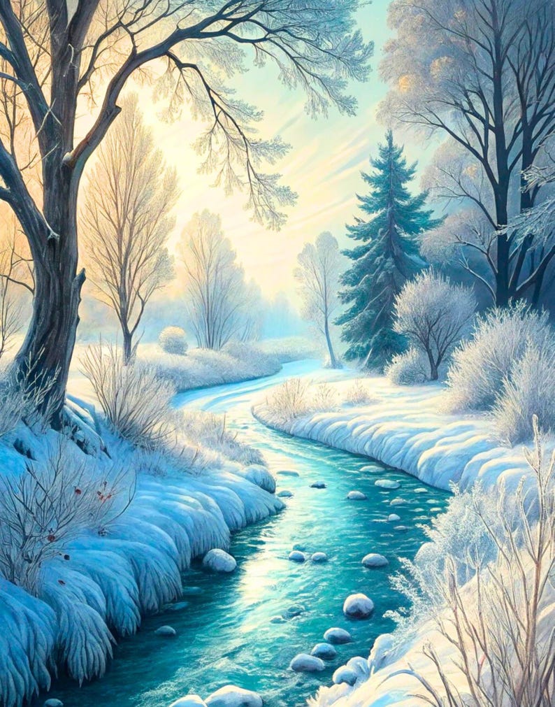Frozen Stream Winter Scene Wallpaper, Phone Background, Nature ...