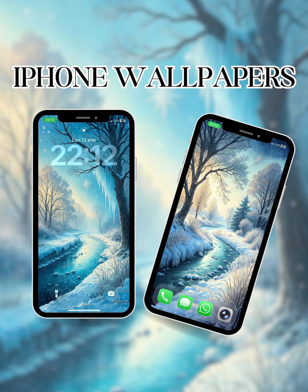 Frozen Stream Winter Scene Wallpaper, Phone Background, Nature ...