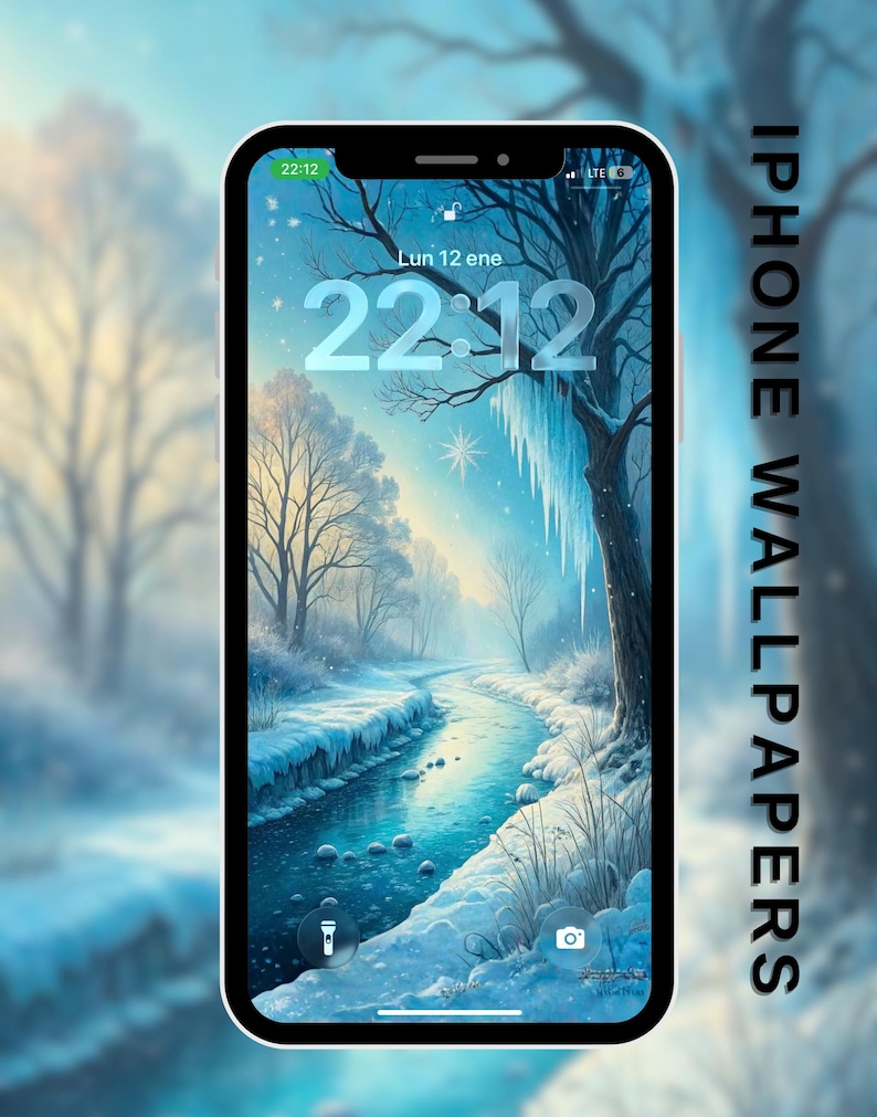 Frozen Stream Winter Scene Wallpaper, Phone Background, Nature ...