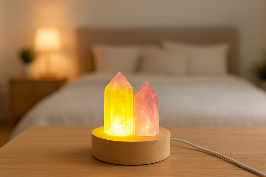 Handmade Crystal Lamp “aurora Harmony” – Luminous Healing Stones Made ...