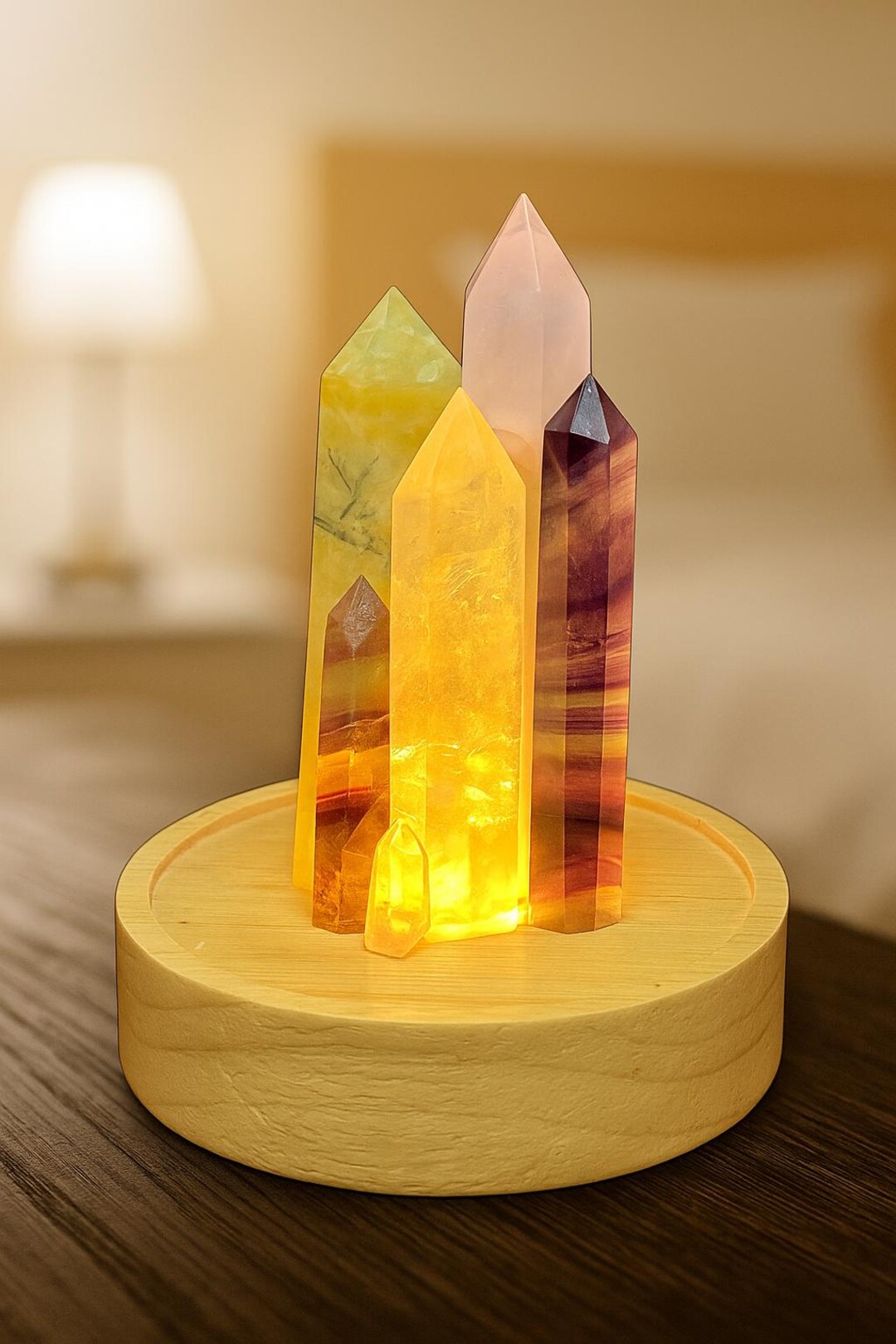 Handmade Crystal Lamp “aurora Harmony” – Luminous Healing Stones Made ...