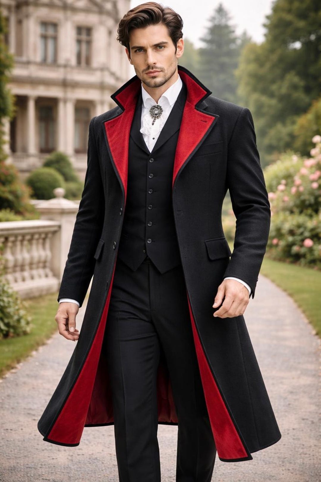 Men’s Victorian Gothic Regency Tailcoat Jacket, Vintage Steampunk ...
