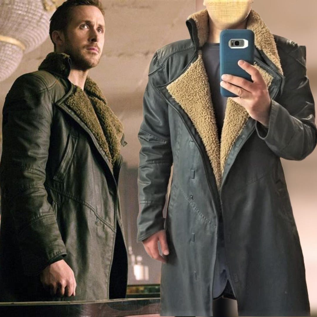 Blade Runner 2049 Officer K Trench Coat Cosplay Costume Faux Shearling ...