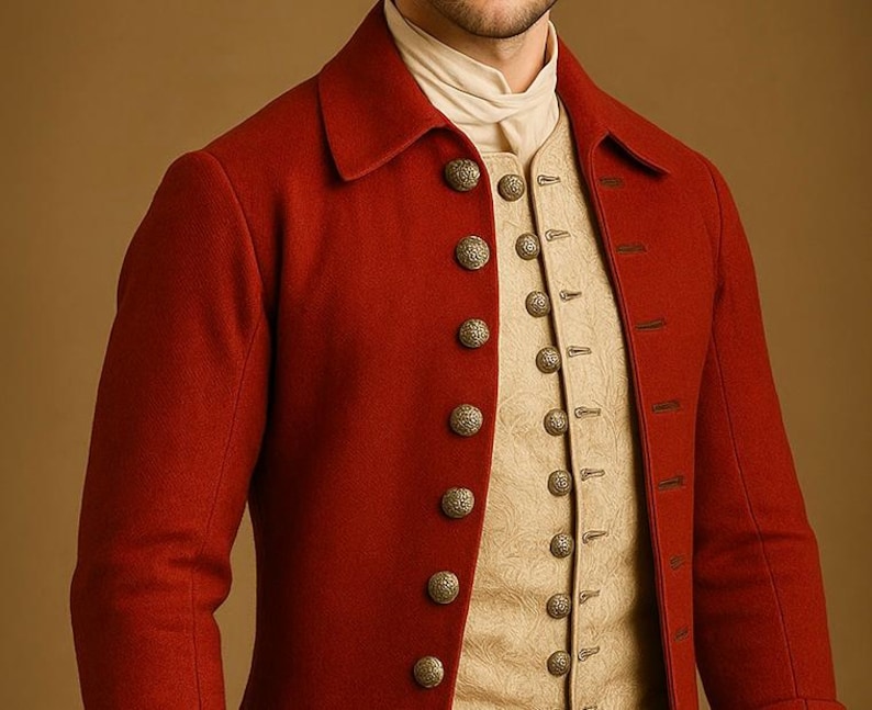 Piratenjurk heren Victoriaanse steampunk rode wollen trenchcoat ...
