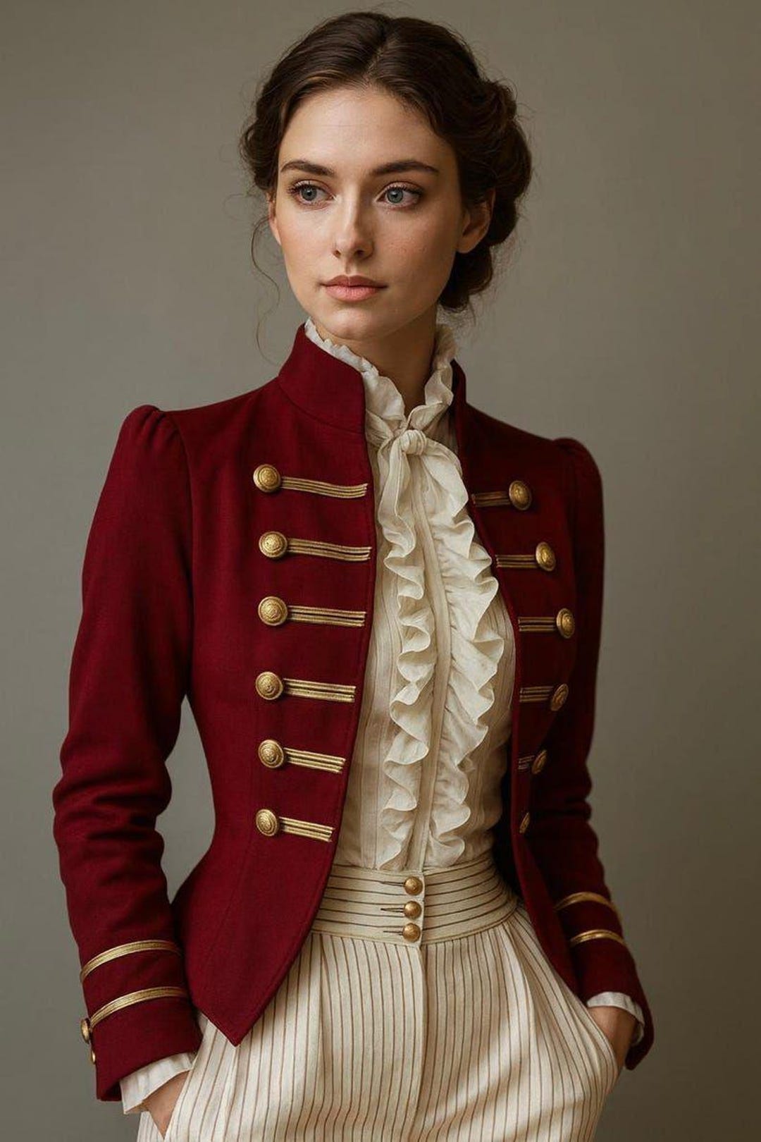 Women's Victorian Military Coat Blazer Riding Jacket, Vintage Steampunk ...