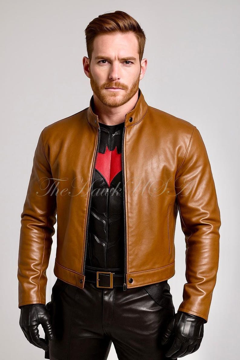 Jason Todd Red Hood Leather Jacket for Men, Superhero Motorbike Cosplay ...