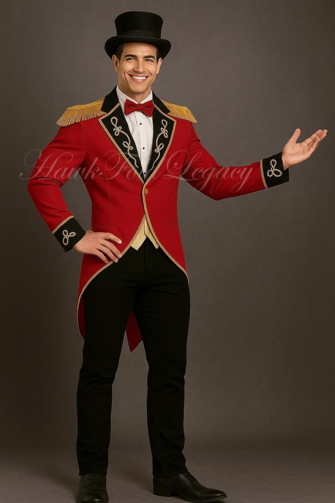 Men’s Red Wool Ringmaster Coat Circus Showman Jacket, Carnival Regency ...