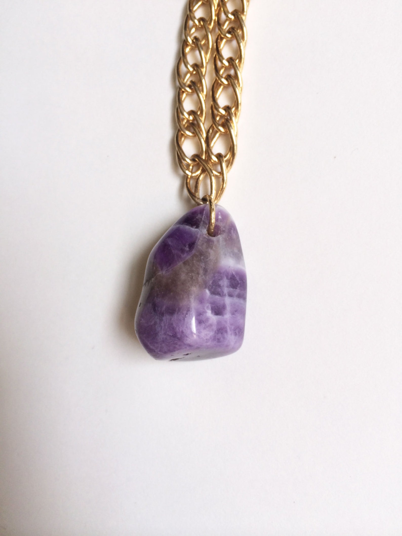 Amethyst Pendant Necklace, Wrap Around Gold Chain - Etsy