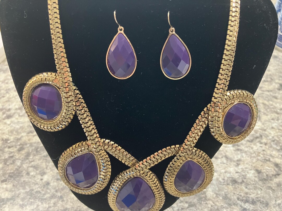 Purple Jewelry Set - Etsy