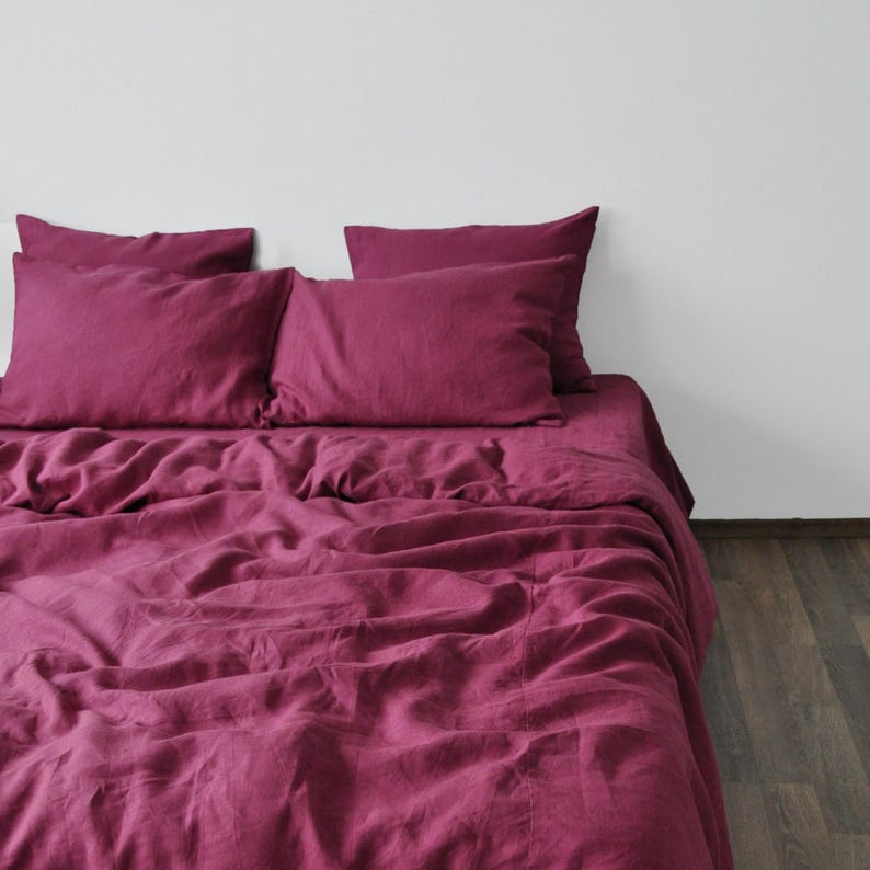 Raspberry Cotton Duvet Cover Set: Soft Breathable Bedding, Handmade ...