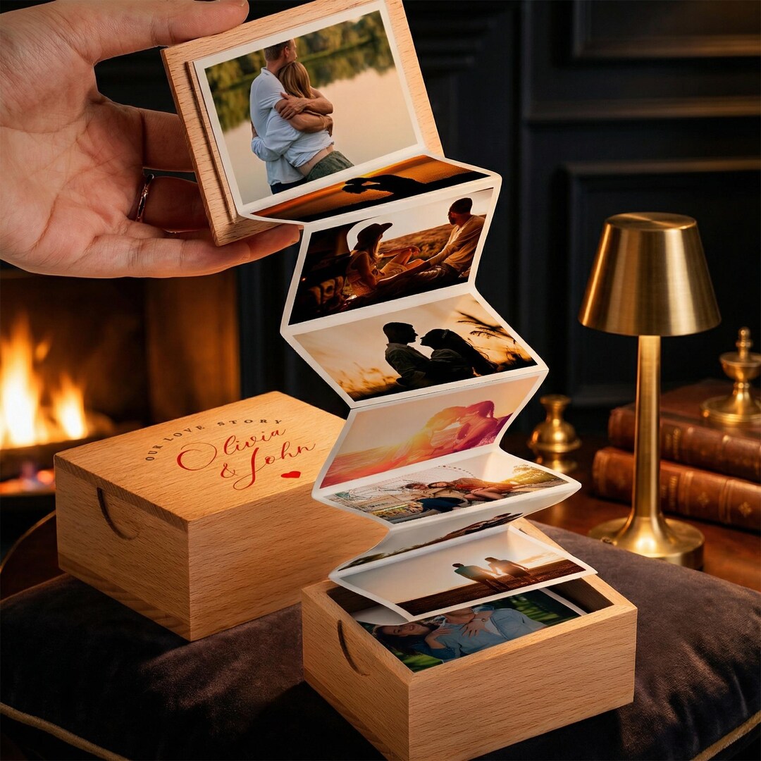 Personalized Wooden Photo Album - Pull Out Picture Keepsake - Etsy