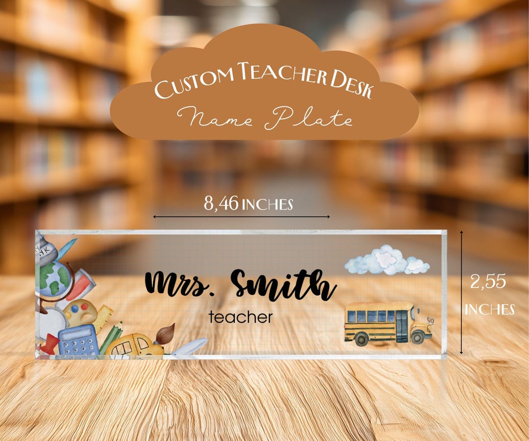 Custom Teacher Desk Name Plate – Personalized Acrylic Classroom Decor ...